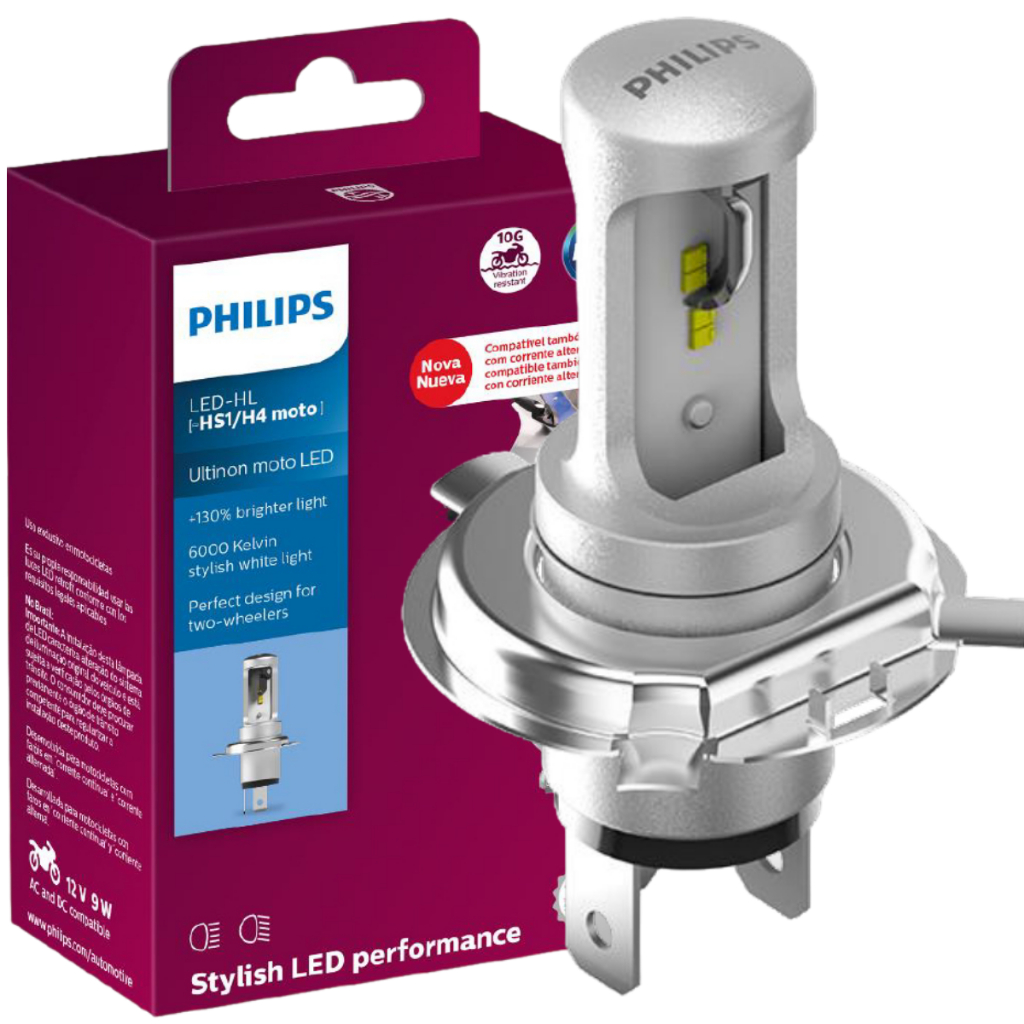 Lampada Farol Philips H4 LED Ultinon Moto Farol Baixo e Alto Corrente ...