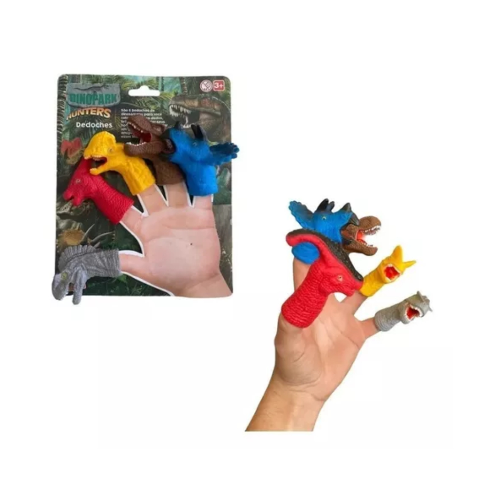 Dedoches Dinossauro 5 Peças T-rex Infantil Fantoche Bee Toys | Shopee ...