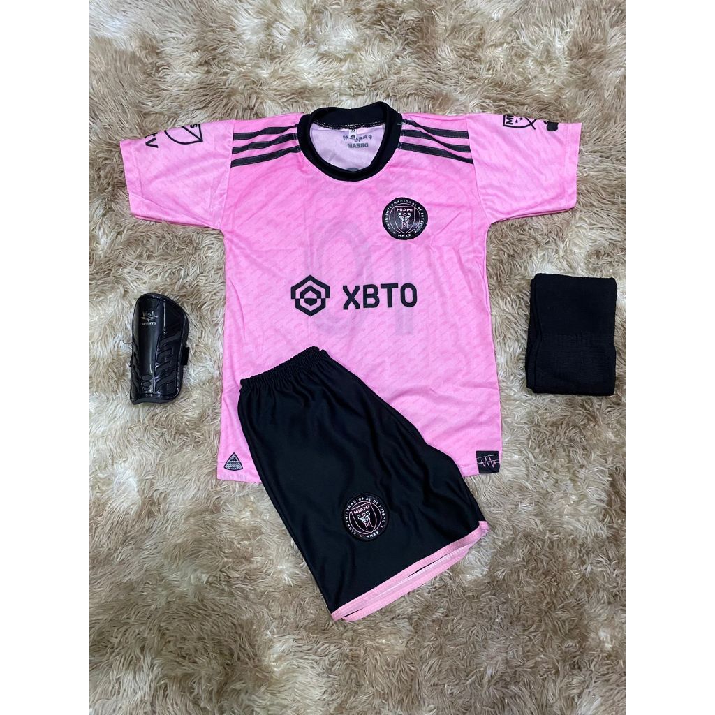 Conjunto uniforme infantil time de futebol Inter Miami rosa | Shopee Brasil