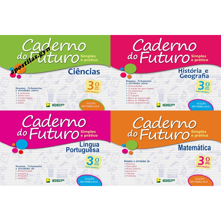caderno do futuro 3º ano todas 4 matérias do professor (com resposta ...