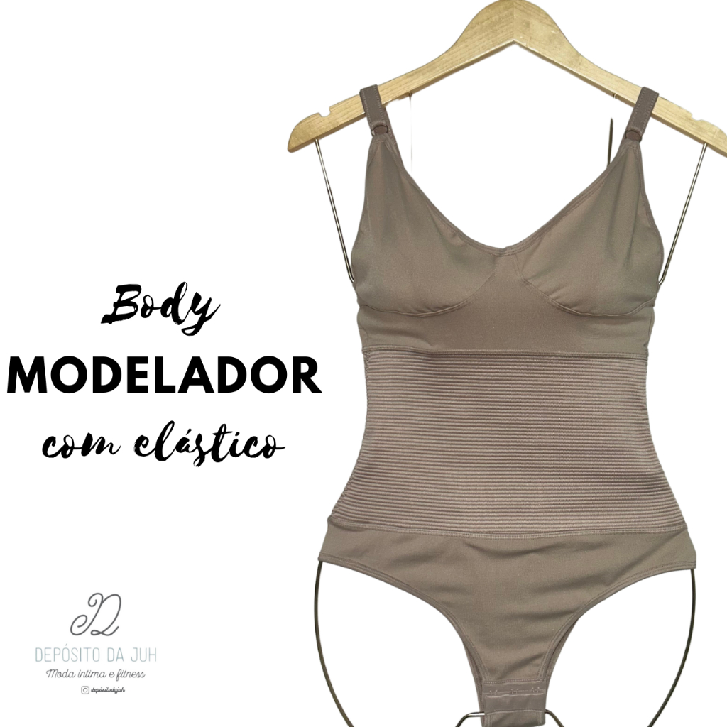 Body Modelador Cinta Alta Compressão Com Faixa Elástica Abdominal Alça ...