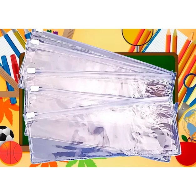 Kit 10 Estojo Zip Zap Pvc Cristal Transparente | Shopee Brasil