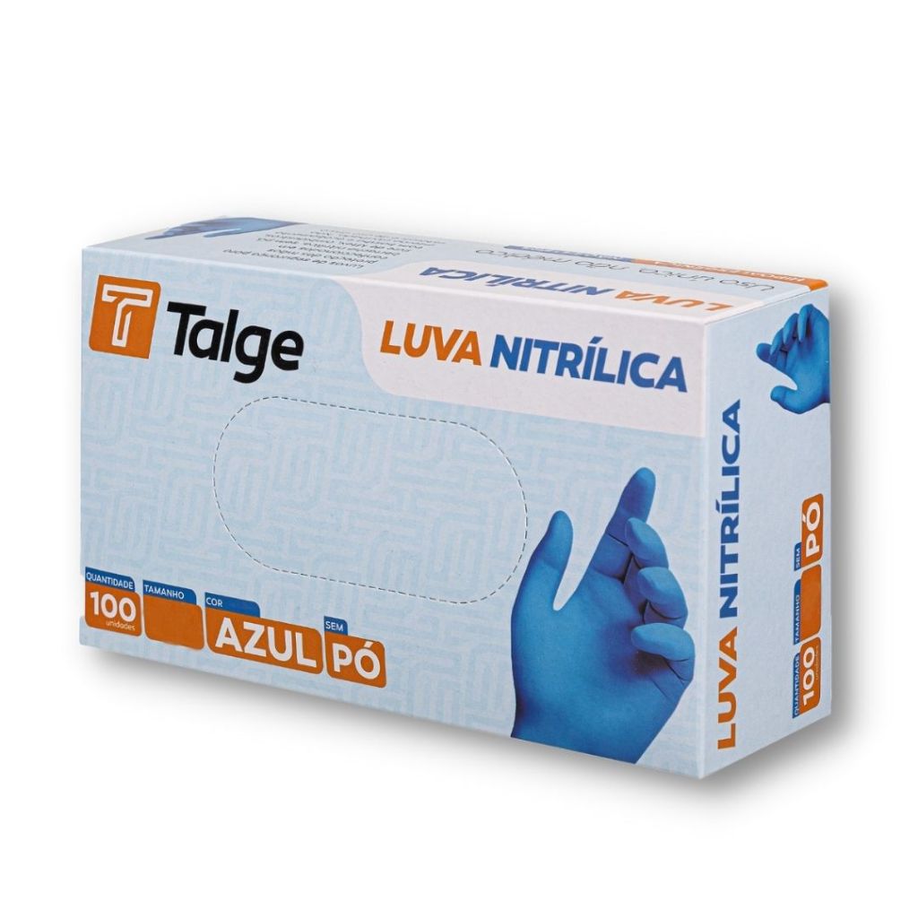 Luva Nitrílica GG Talge Sem Pó Azul Caixa Fechada Com 100 Un. | Shopee ...
