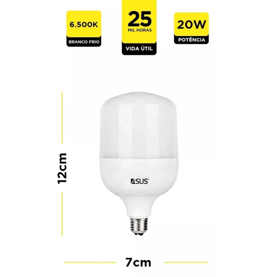 Lampada Led Super Bulbo 20w, 30w, 40w, 50w E27 Bivolt Branco Frio Alta Potência ASUS | Shopee Brasil