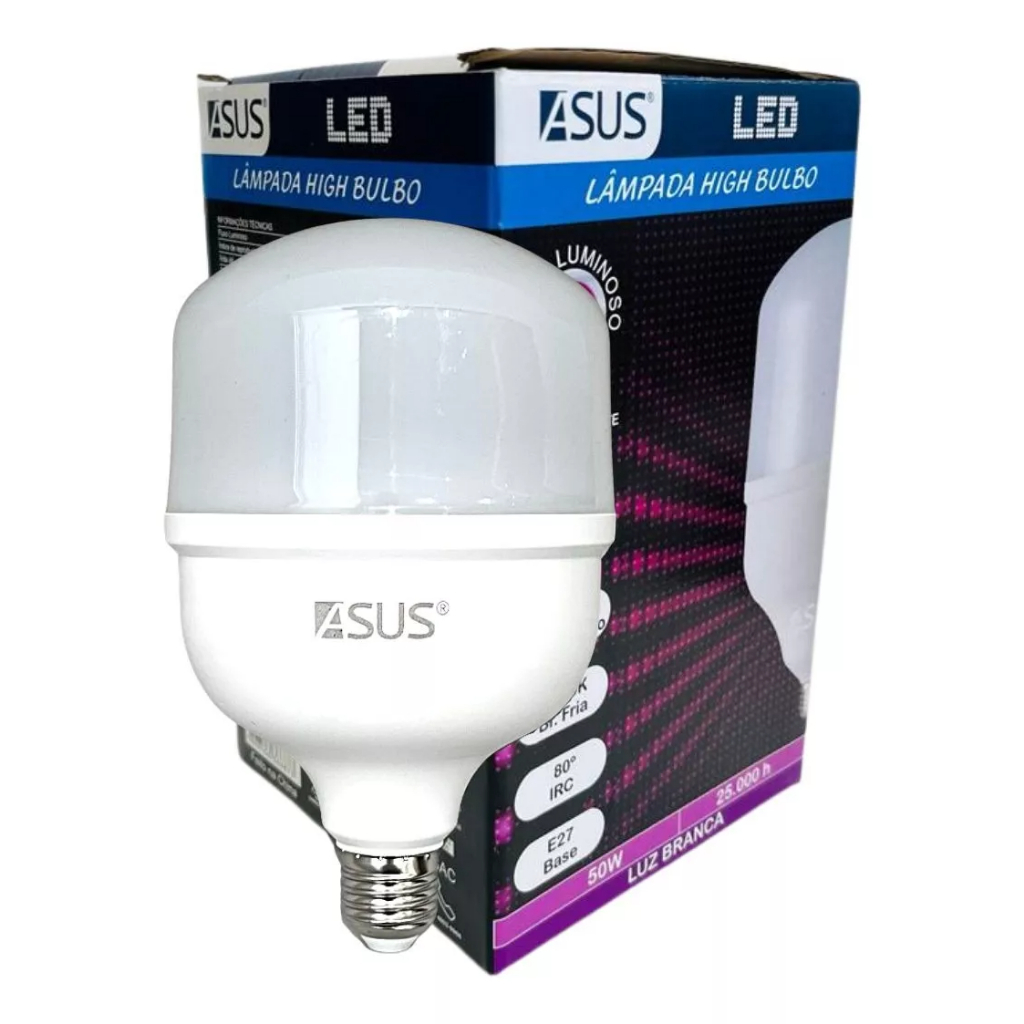Lampada Led Super Bulbo 20w, 30w, 40w, 50w E27 Bivolt Branco Frio Alta Potência ASUS | Shopee Brasil
