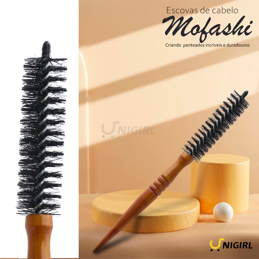 Escova Cabelo Brushing Pequena Fina Para Raiz Cerdas de Nylon Cabo de ...
