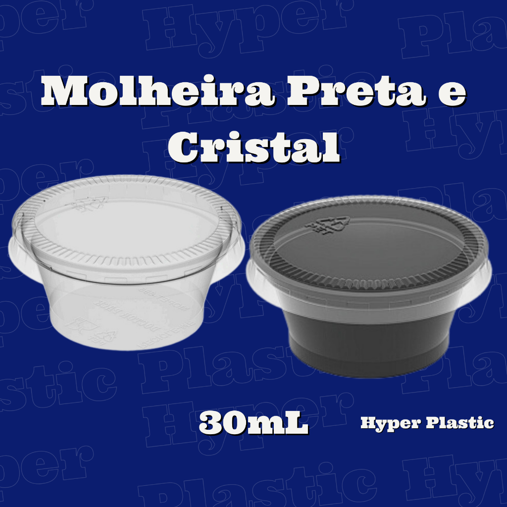 Pote Molheira Preta e Cristal 30mL com Tampa Pacote com 50, 100 e 150 Unidades | Shopee Brasil
