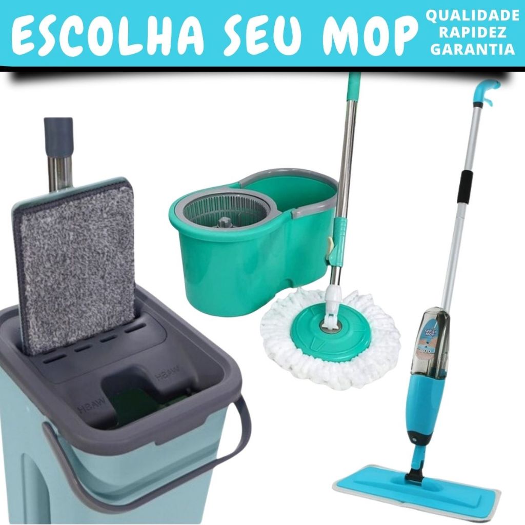 Rodo Mop Spray Mop Esfregão Mop Flat Refil Balde Limpeza - Escolha Seu ...