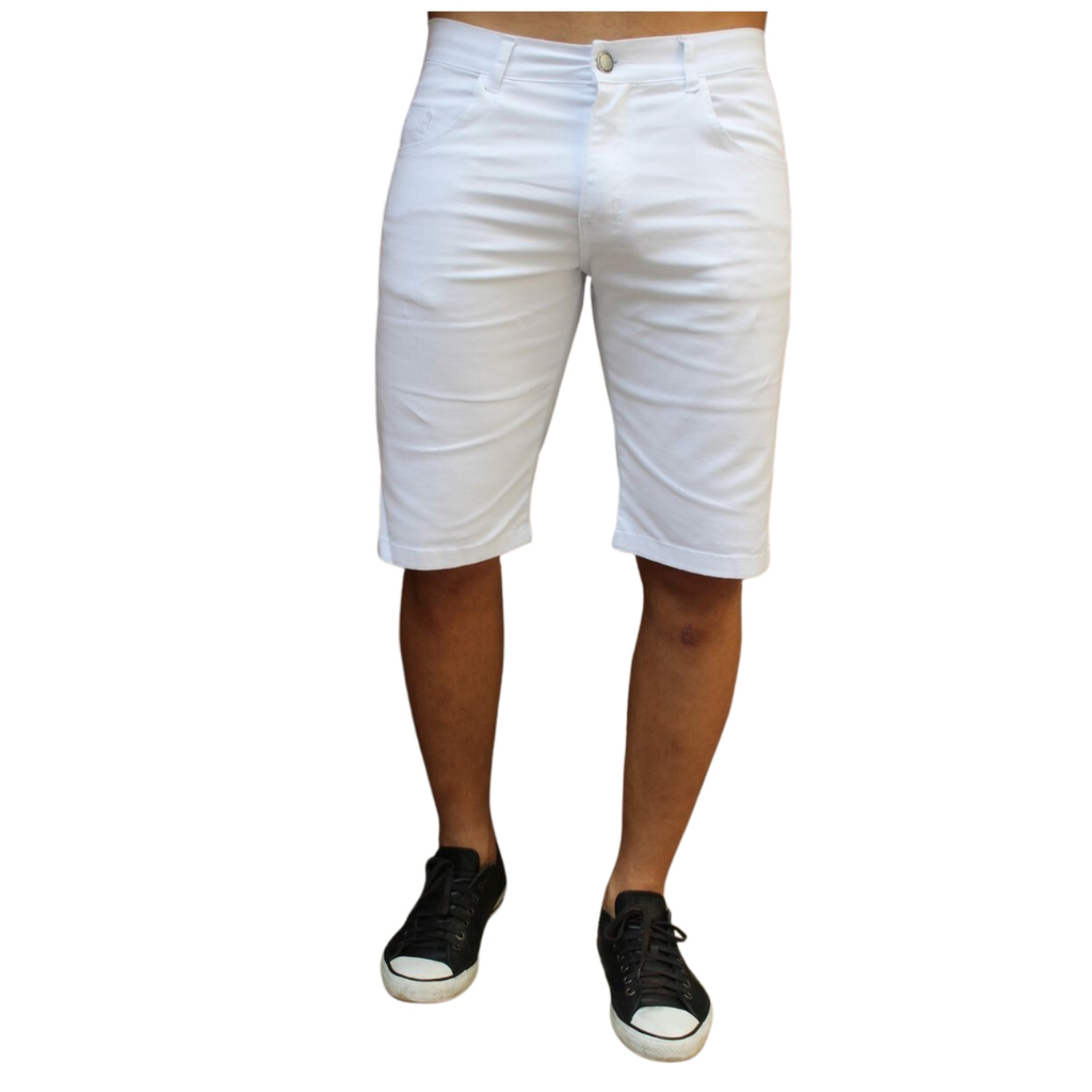 Bermuda Branca Lycra Lisa Premium Masculina | Shopee Brasil
