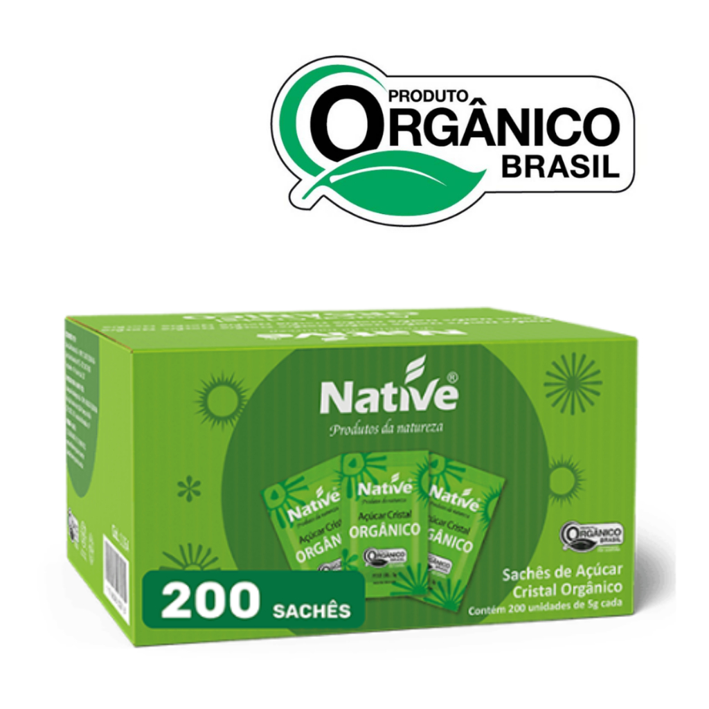 Açúcar Cristal Orgânico Native Caixa Contém 200 Sachês De 5gr- Açúcar ...