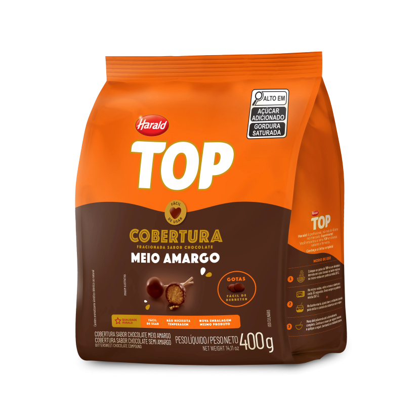 Gotas de Chocolate Cobertura Fraccionada Top Meio Amargo 400gr | Shopee Brasil