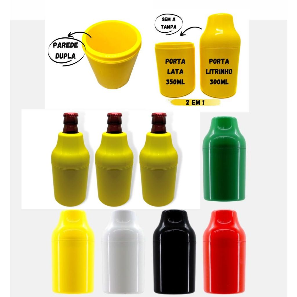 Kit 3 Porta Lata e Garrafa Térmico (2 em 1) Cerveja Litrinho Profissa ...