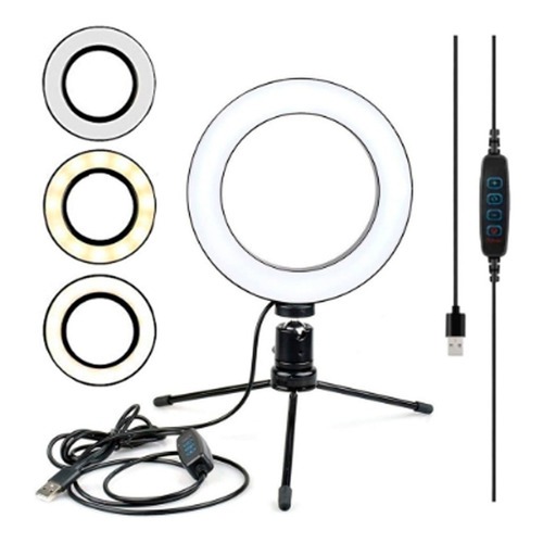 Ring Light De Mesa Iluminador De Led Tripé 6 Polegadas 16cm | Shopee Brasil