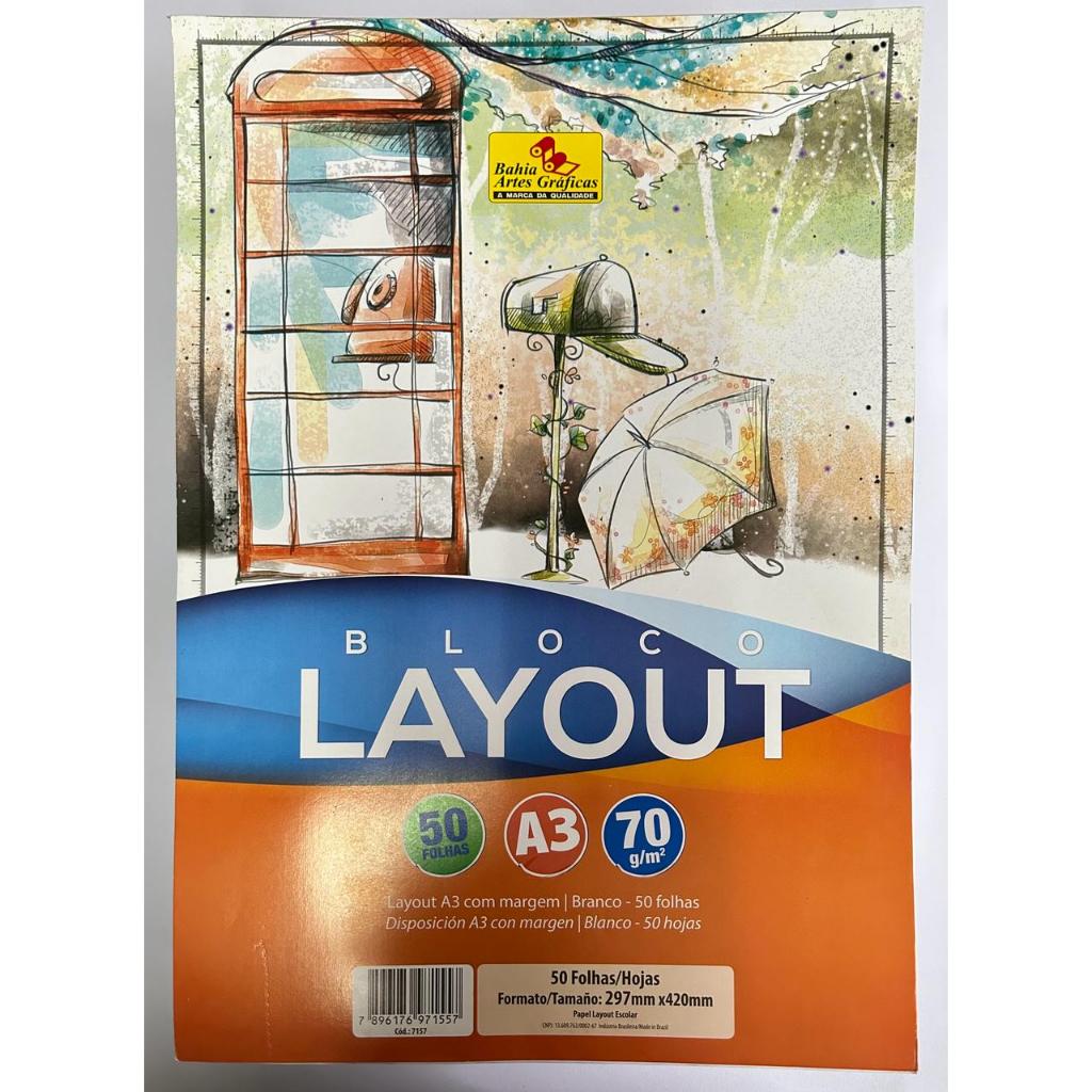 Bloco Layout A3 com margem - 50 folhas | Shopee Brasil