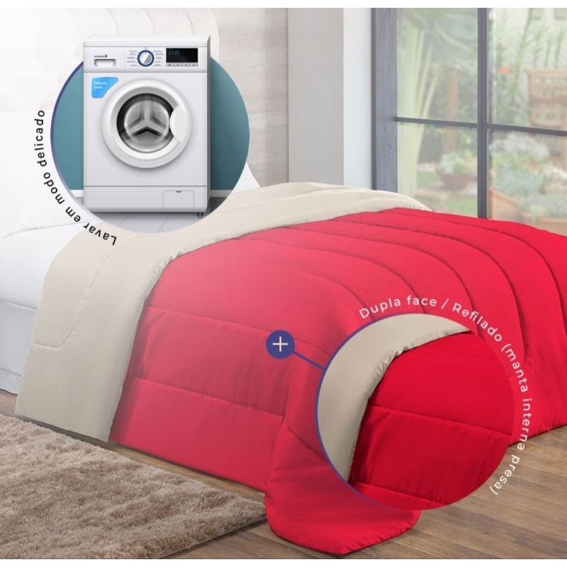 Edredom Marselha Micropercal Dupla Face Toque 200 Fios | Shopee Brasil
