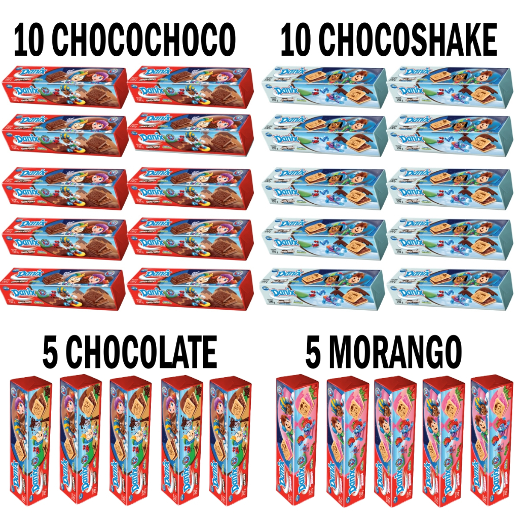 Biscoito Bolacha Recheado Danix Caixa 30 Unidades 130g Mix 4 Sabores 10 ...