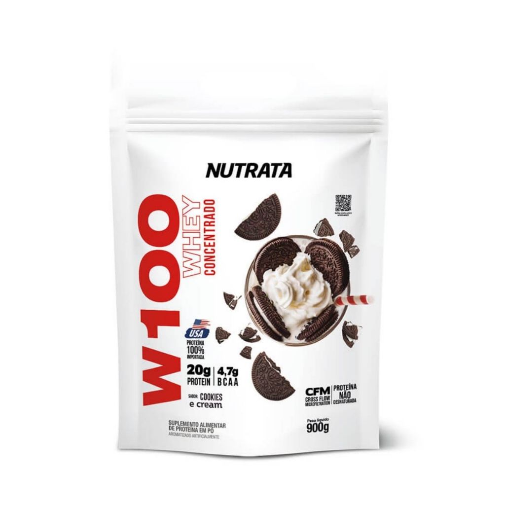 Whey protein Nutrata W100 Concentrado Puro 900g Refil | Shopee Brasil