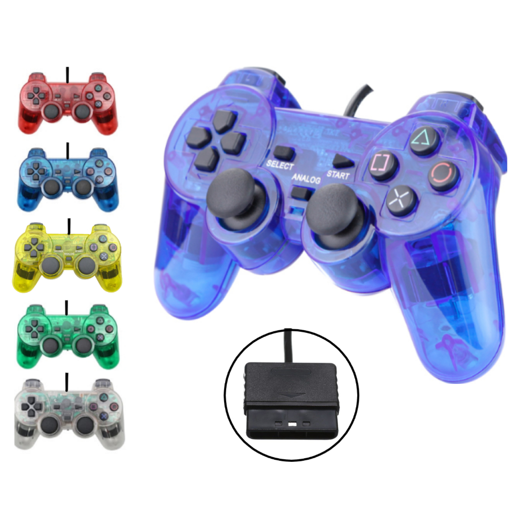 Controle manete ps2 playstation 2 colorida transparente | Shopee Brasil