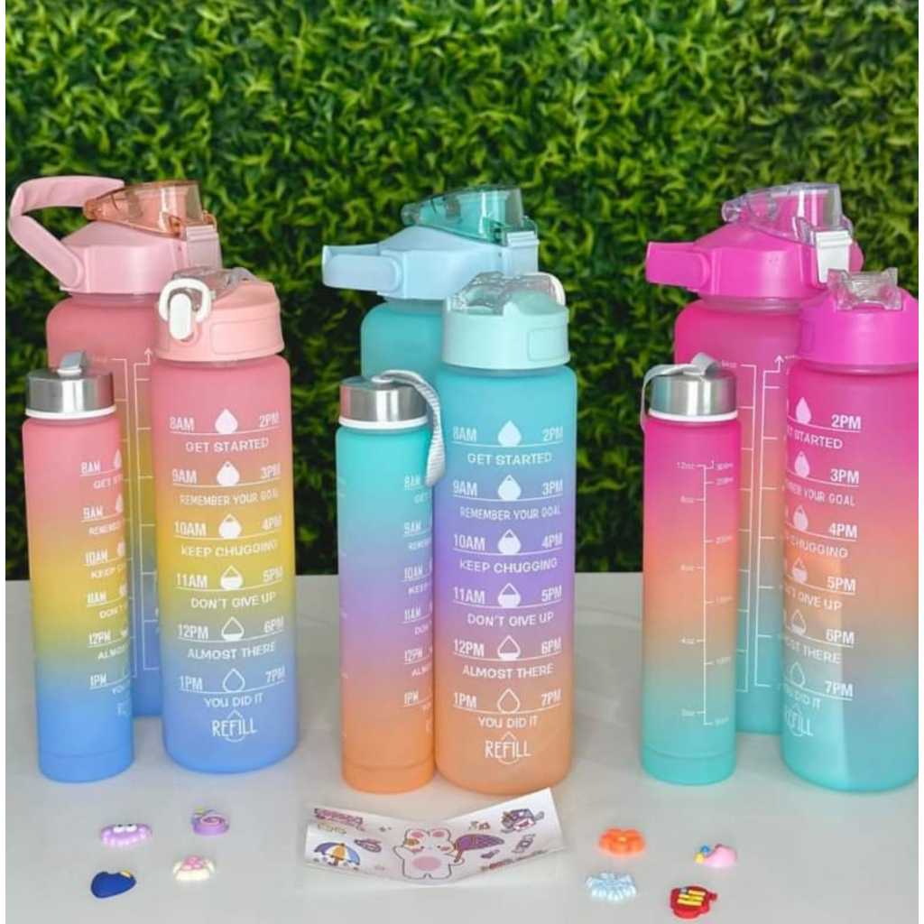 Kit 3 Garrafas Motivacional Squeeze Garrafinha Água Cor Sortidas academia atividade fisica ...