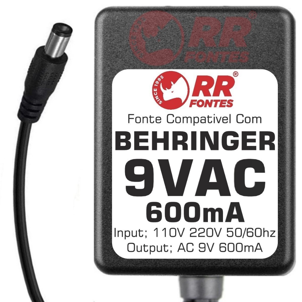 Fonte AC 9V P/ Pedal Pedaleira Behringer Xvamp X Vamp Bivolt 9vac ...