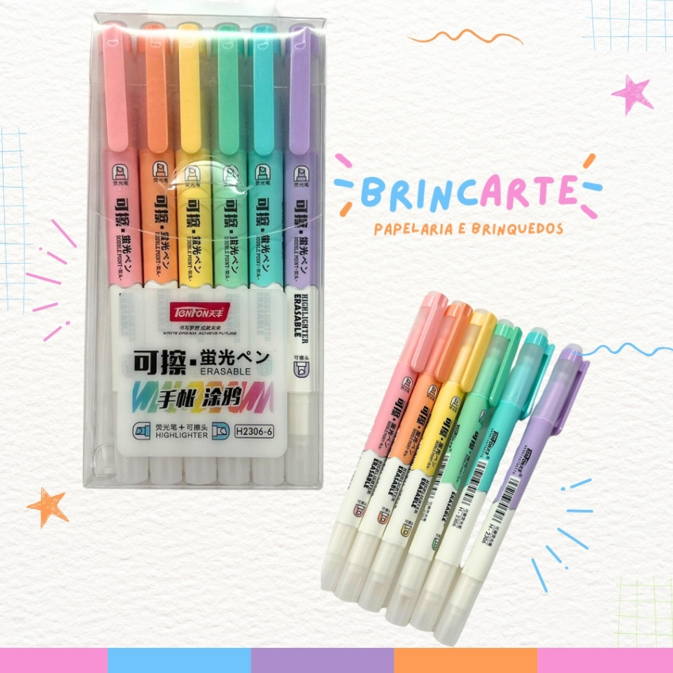 Kit com 6 cores Marca Textos Apagáveis Tenfon qualidade | Shopee Brasil