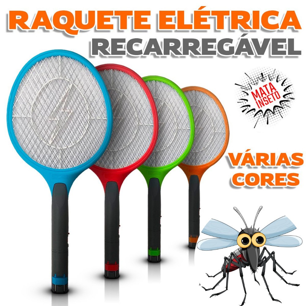 Raquete Elétrica Mata Insetos Recarregável Mosca Pernilongos - Sortido ...