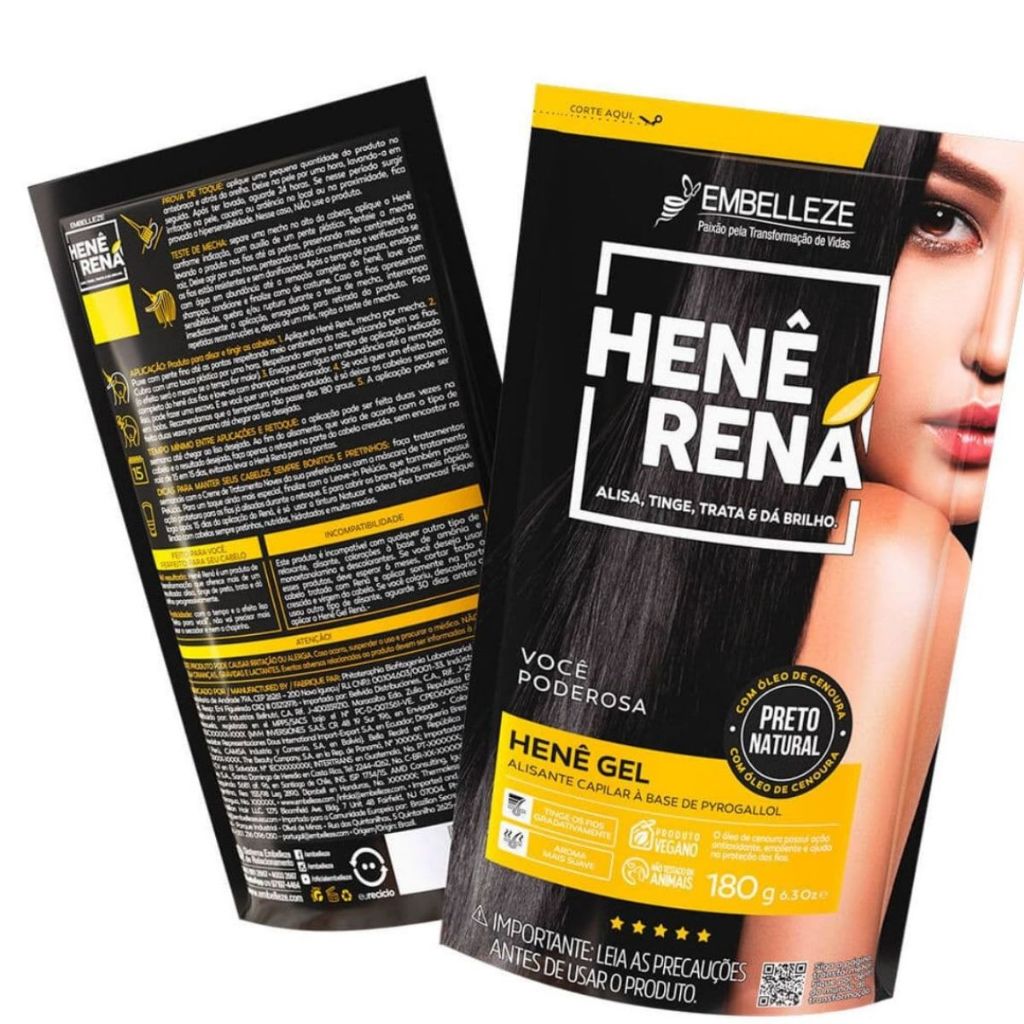 Henê Rena Preto Natural Pouch Embelleze - 1 unidade | Shopee Brasil