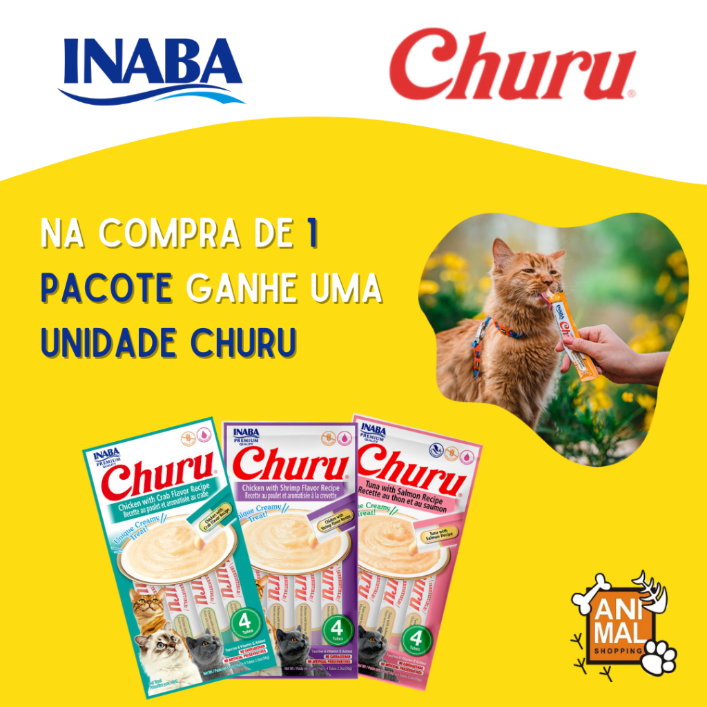 Petisco Purê Churu Inaba diversos sabores - Pack com 4 unidades ...