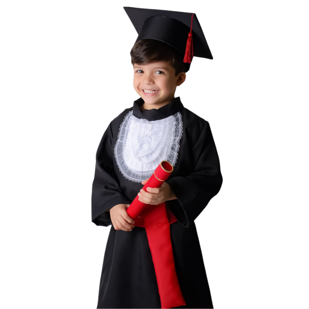 Beca de Formatura Infantil Preta completa , disponibilidade para 5 ate ...