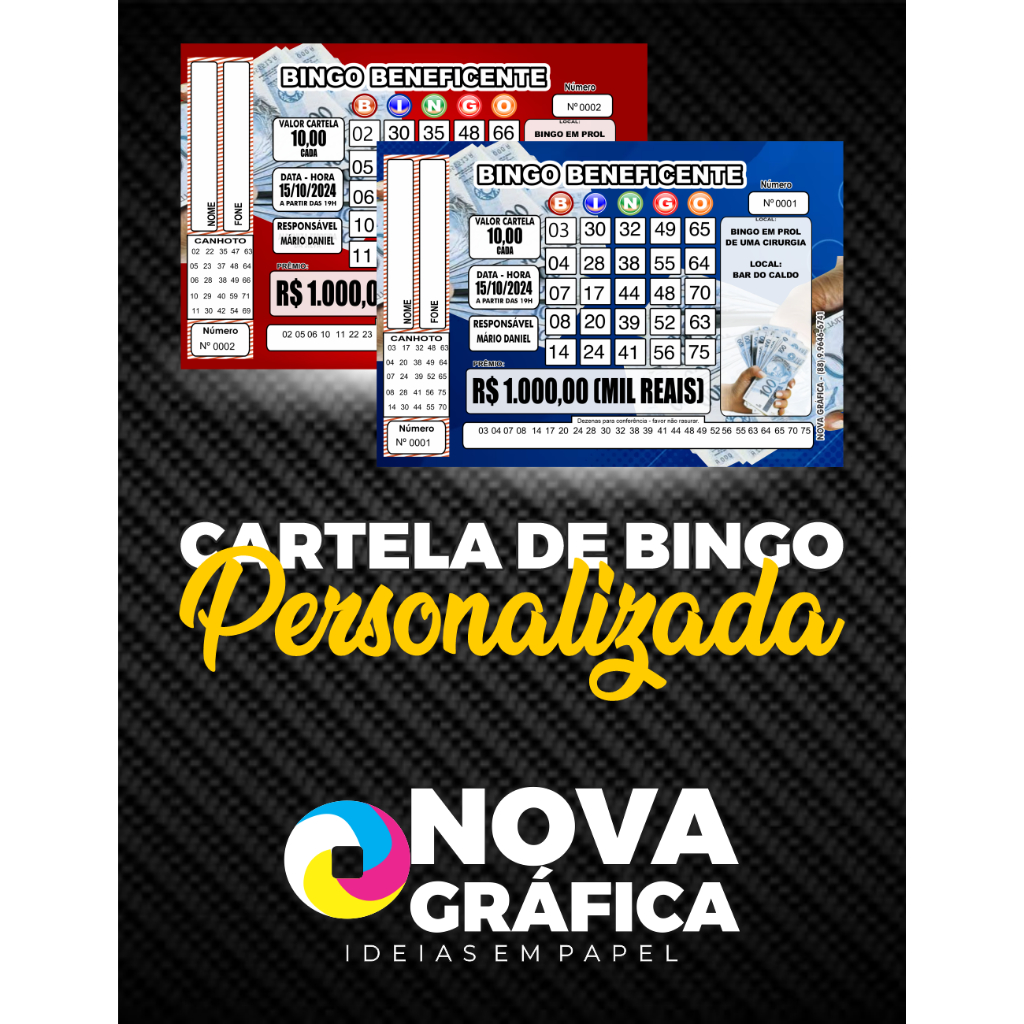 CARTELA DE BINGO PERSONALIZADA 650 a 1000und | Shopee Brasil
