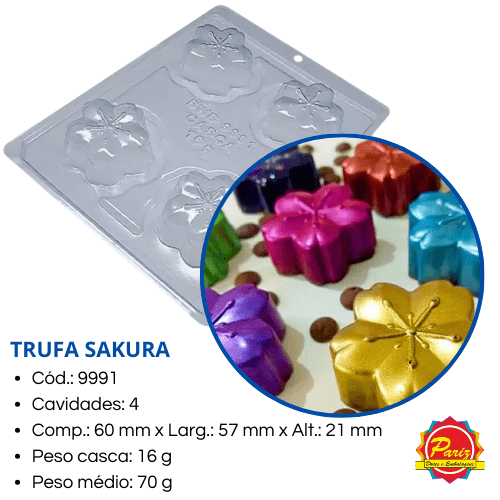 Forma Trufa Sakura 3 Partes com Silicone C.9991 Forma para Chocolate ...