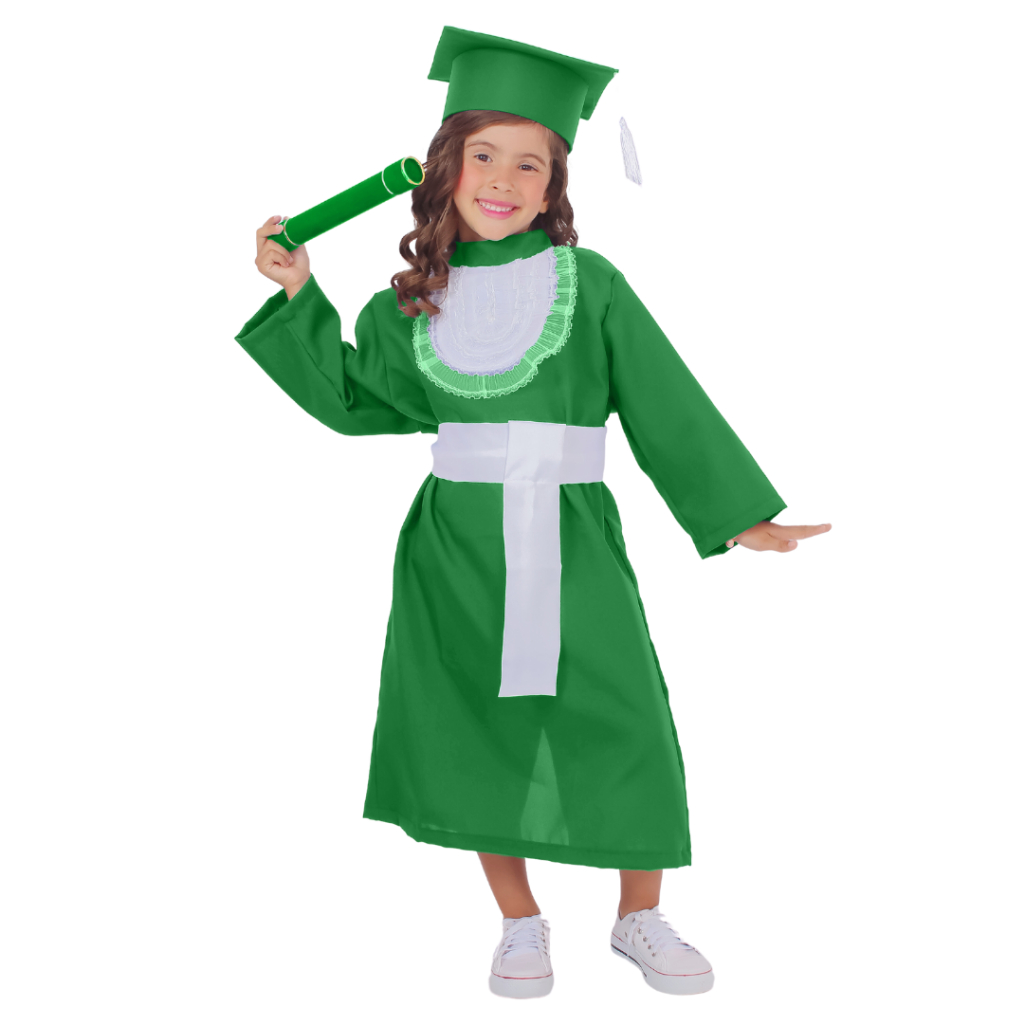 Beca de Formatura Infantil Completa - Verde com Canudo e Capelo | Para ...