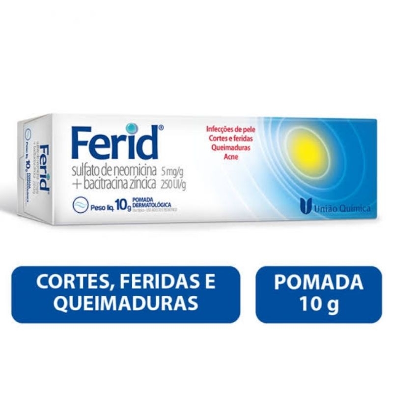 Ferid Pomada 10g Cortes Feridas Queimaduras e Acne ( Nebacetin ...