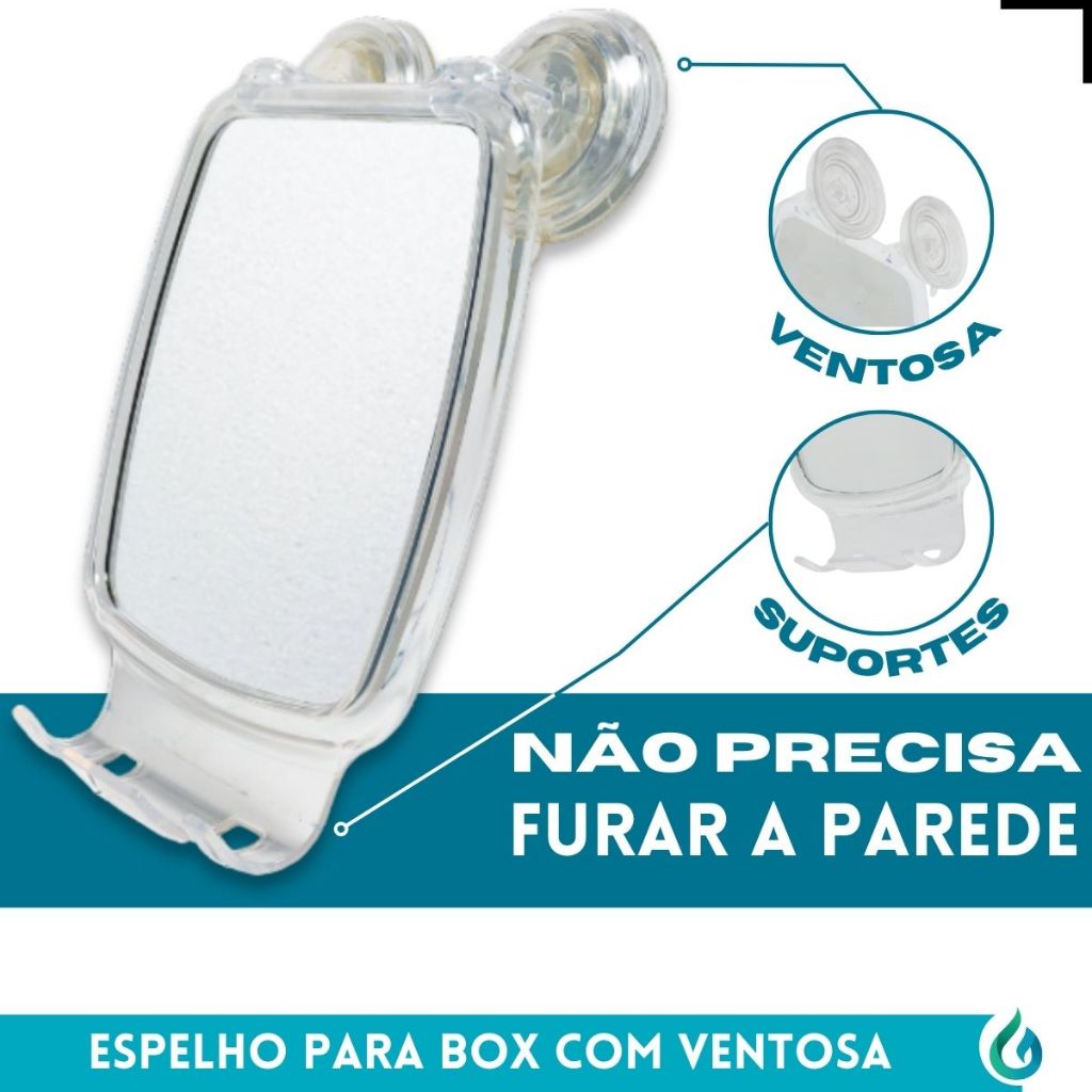 Espelho Fazer Barba e Raspar Cabelo Com Porta Barbeador Box Com Ventosa ...