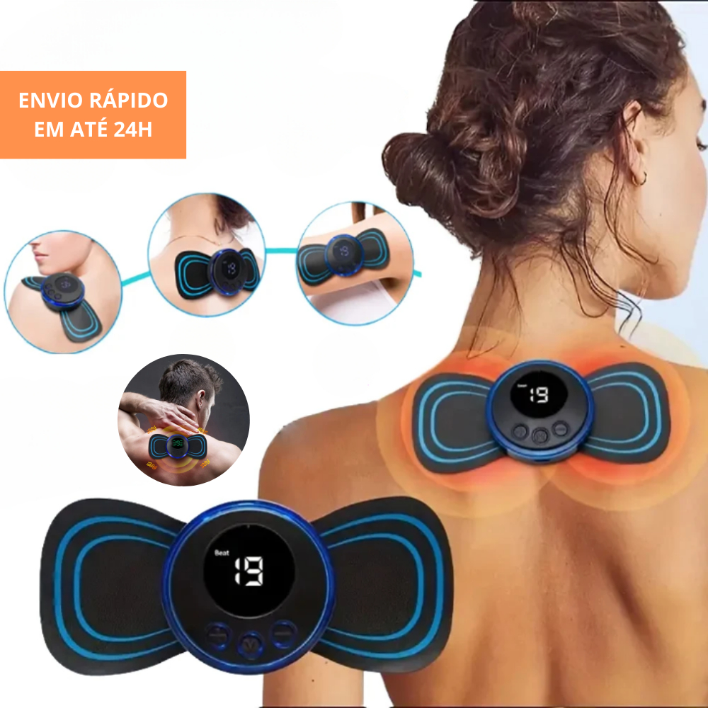 Mini Massageador Elétrico Portátil Recarregável EMS Alivia Dor Muscular ...