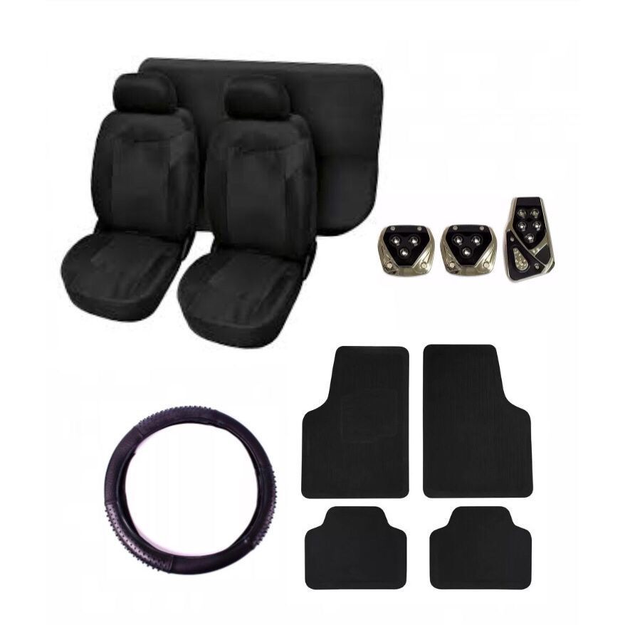 Jogo completo capa banco carro em nylon +pedaleira c/volante tapete ...