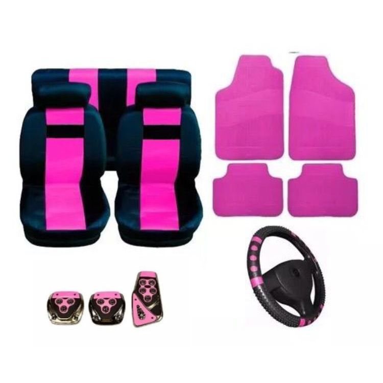 Jogo completo capa banco carro em nylon +pedaleira c/volante tapete ...
