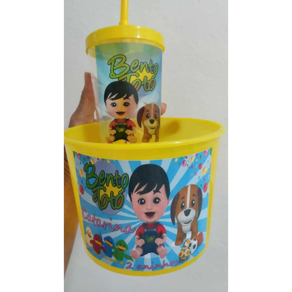 10 Kit Cineminha Personalizado Bento e o Totó!! Balde Pipoca 1,5l e ...