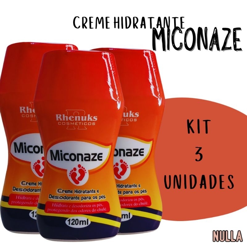 KIT C/ 3 unid. MICONAZE creme hidratante e desodorante para os pés ...
