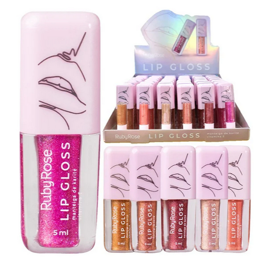 Lip Gloss com Glitter Ruby Rose - HB8234 | Shopee Brasil