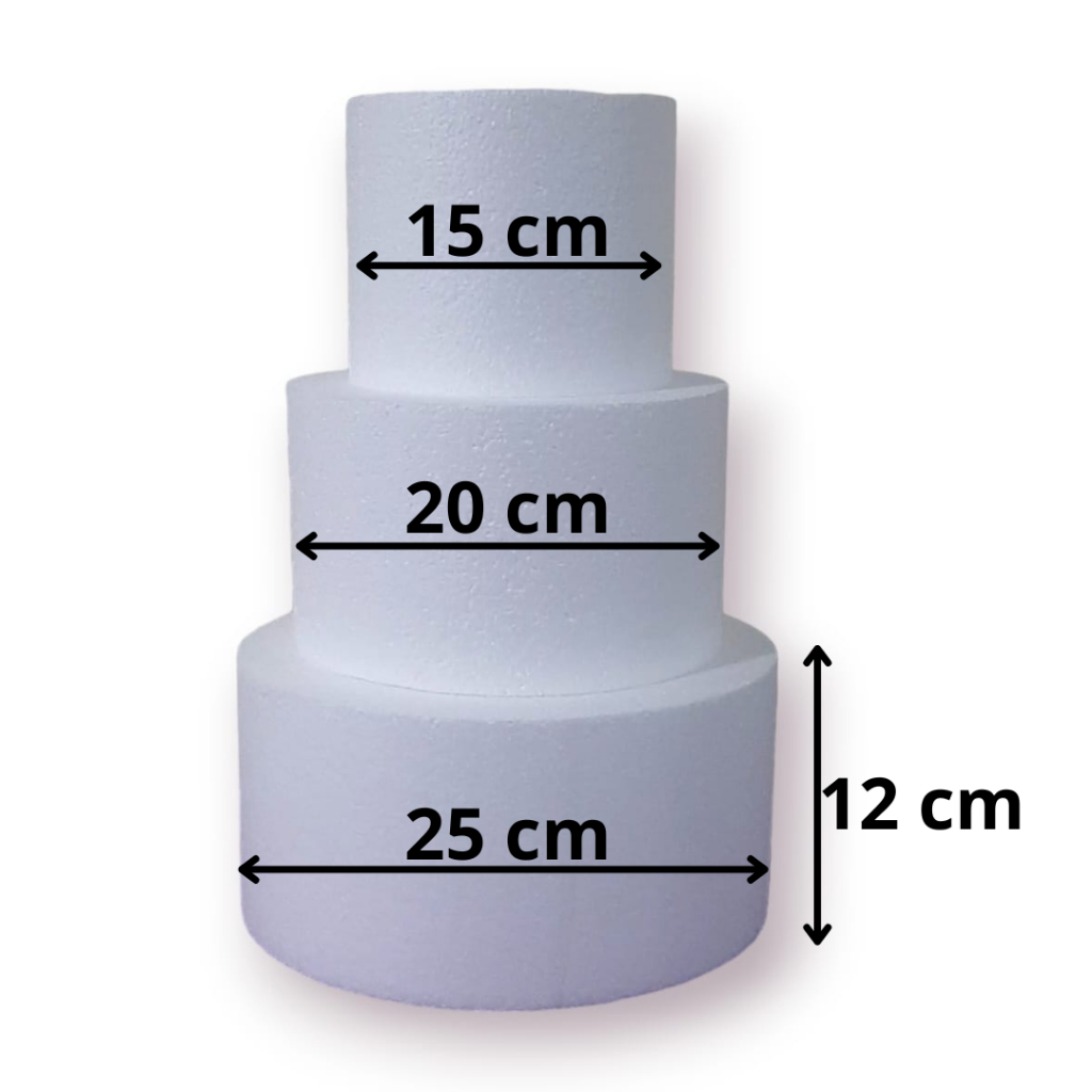 Bases de Isopor 1 kit 15, 20, 25 x 12 cm T1 ao T4 - Bases para Bolo ...