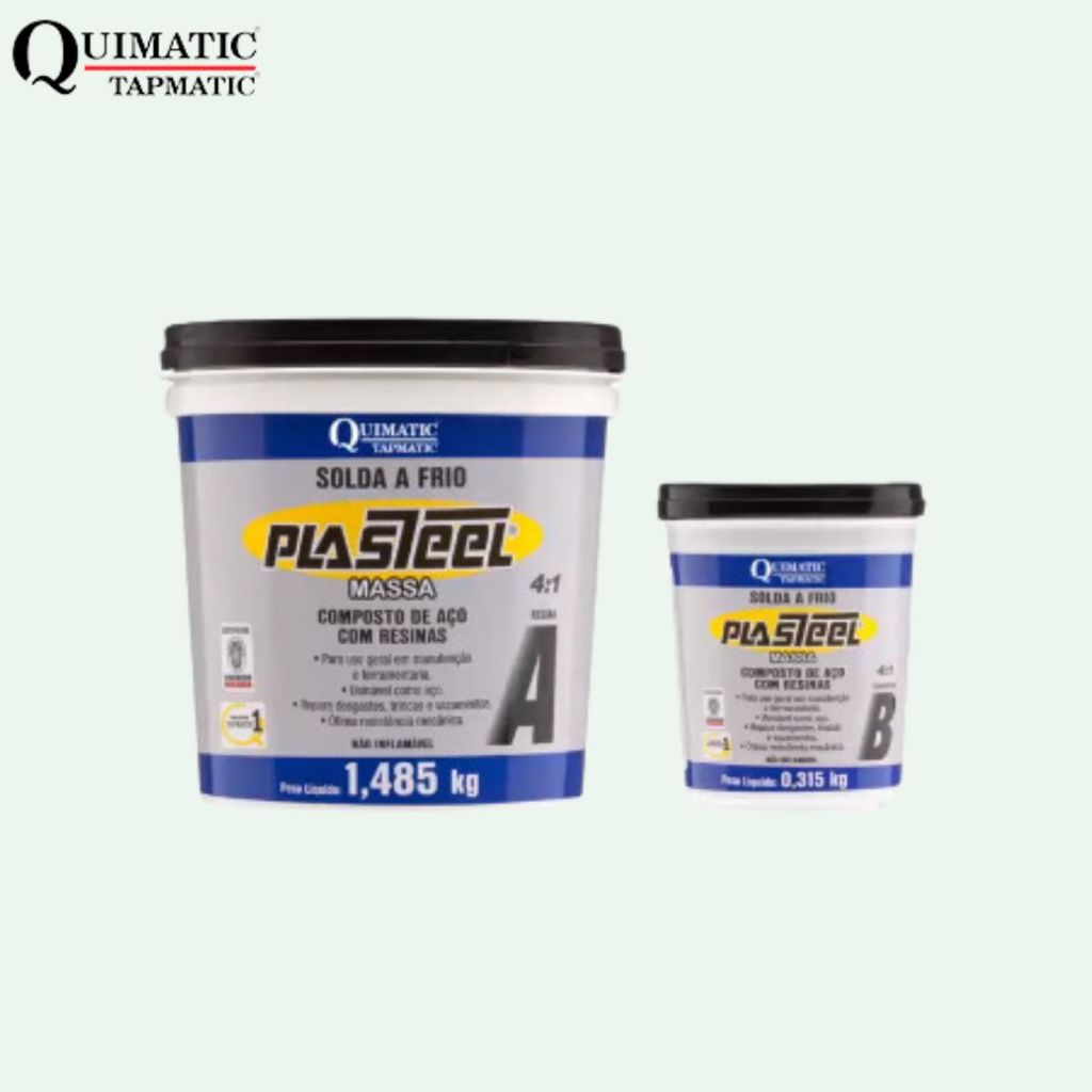 Massa Epóxi Solda a Frio PLASTEEL MASSA 4:1 1,8 KG QUIMATIC | Shopee Brasil