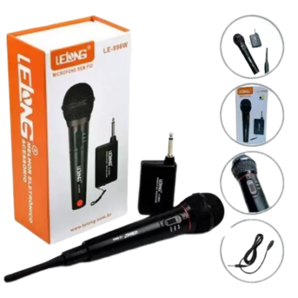 Microfone Sem Fio Profissional Completo Lelong Le 996W | Shopee Brasil