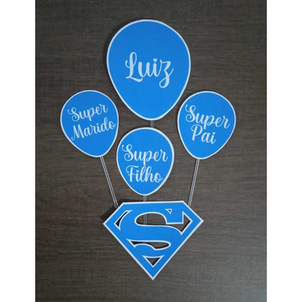 Topo de bolo Super pai / Topper personalizado Super filho / Top de bolo ...