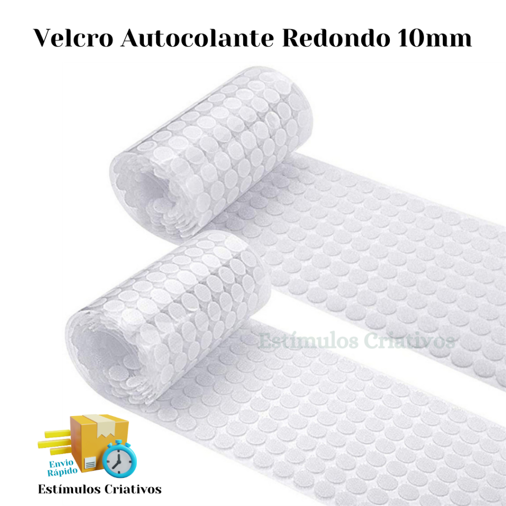 Velcro Autocolante Redondo 10mm 63 a 504 Pares Material Didático ...