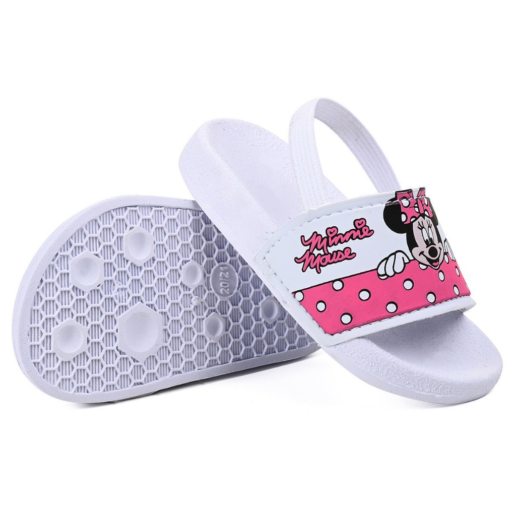 Chinelo slide menina estampado Minnie confortável sandália personagem ...