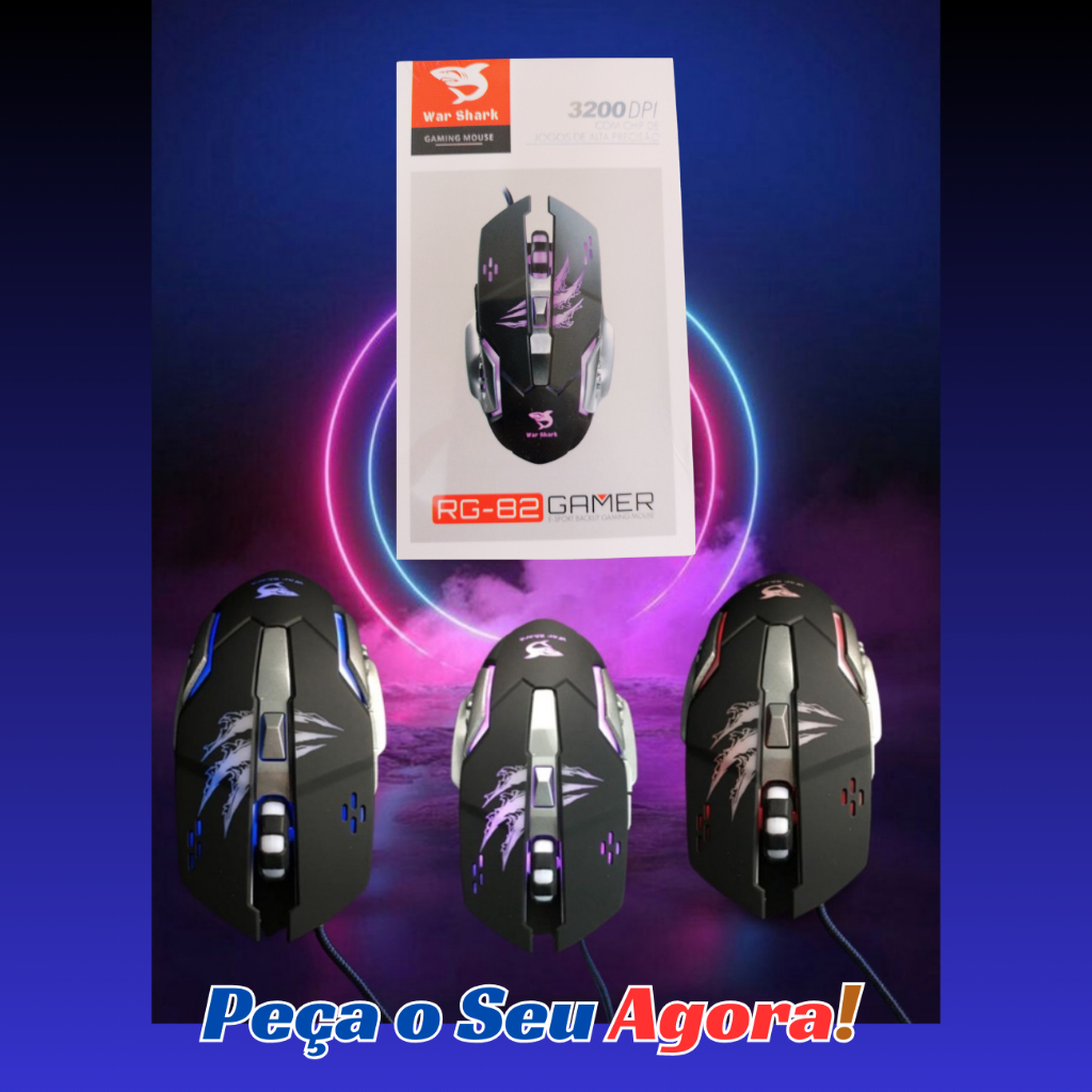 Mouse Gamer War Shark RG-82 C/ 3200 DPI / Chips de Jogos de Alta ...