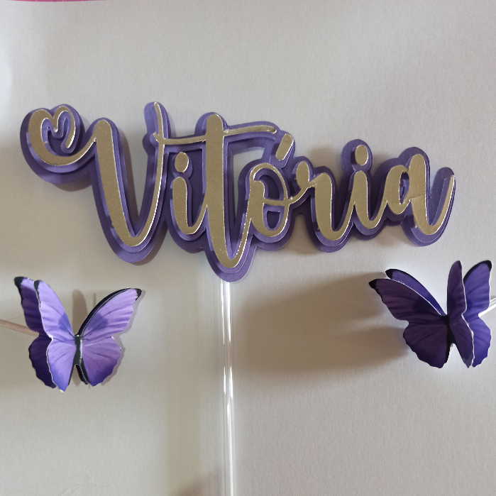Nome Personalizado - Topo de bolo - 3D - Dourado - Prata - Desconto no ...