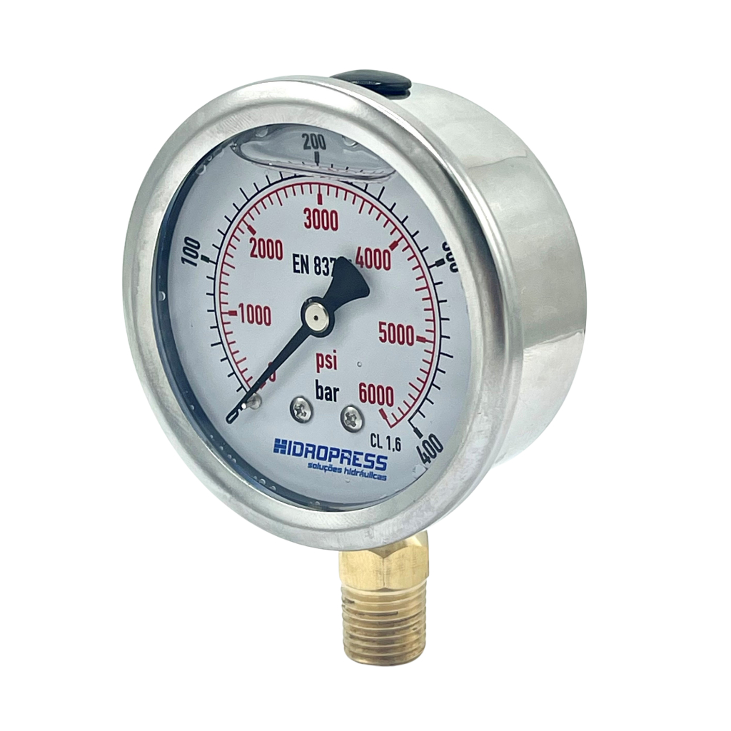 Manometro Medidor Glicerinado De 0 À 400 Bar 63mm Rosca 1/4" NPT Vertical | Shopee Brasil