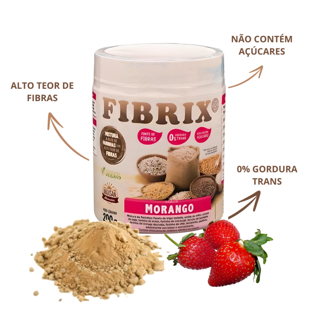FIBRIX SABOR MORANGO Regulador Intestinal vegano 200gr | Shopee Brasil